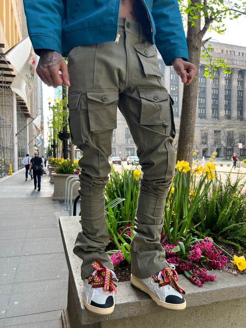 Green Stacked Cargo Pants – Iridium Clothing Co